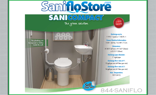 Saniflo Sanicompact C4 One-Piece UpFlush Toilet and Macerator ...